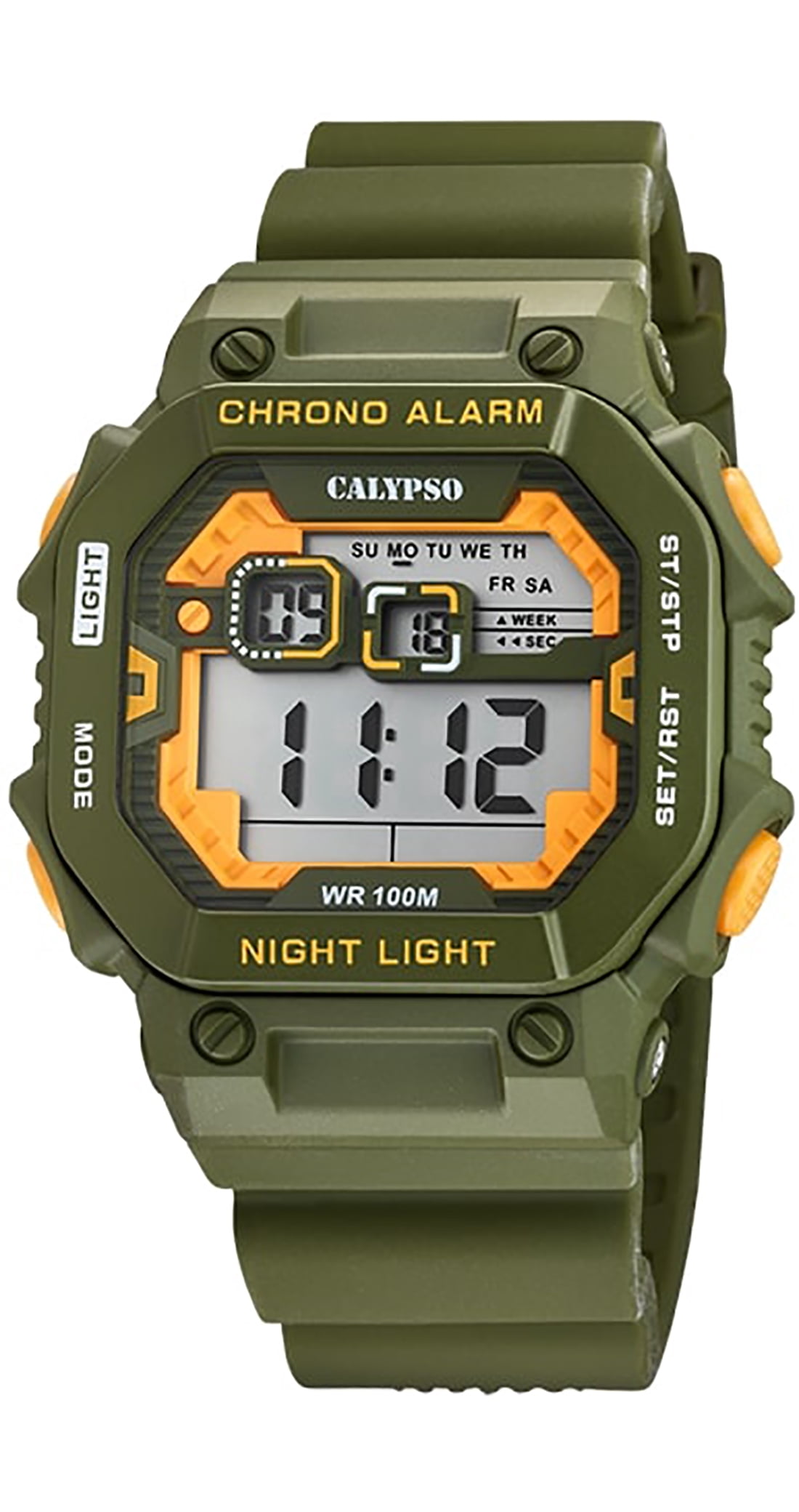 55mm Large Face Rectangle Mens Digital Sports Watch, Quartz, Silicone ...