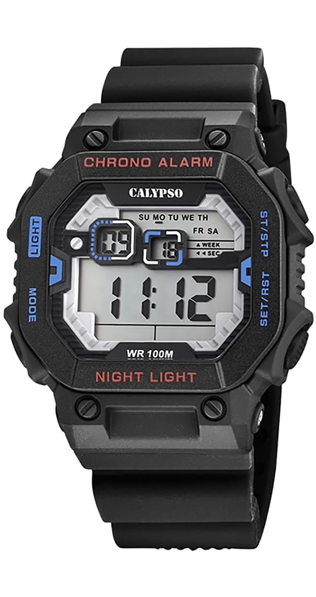 55mm Large Face Rectangle Mens Digital Sports Watch, Quartz, Silicone ...