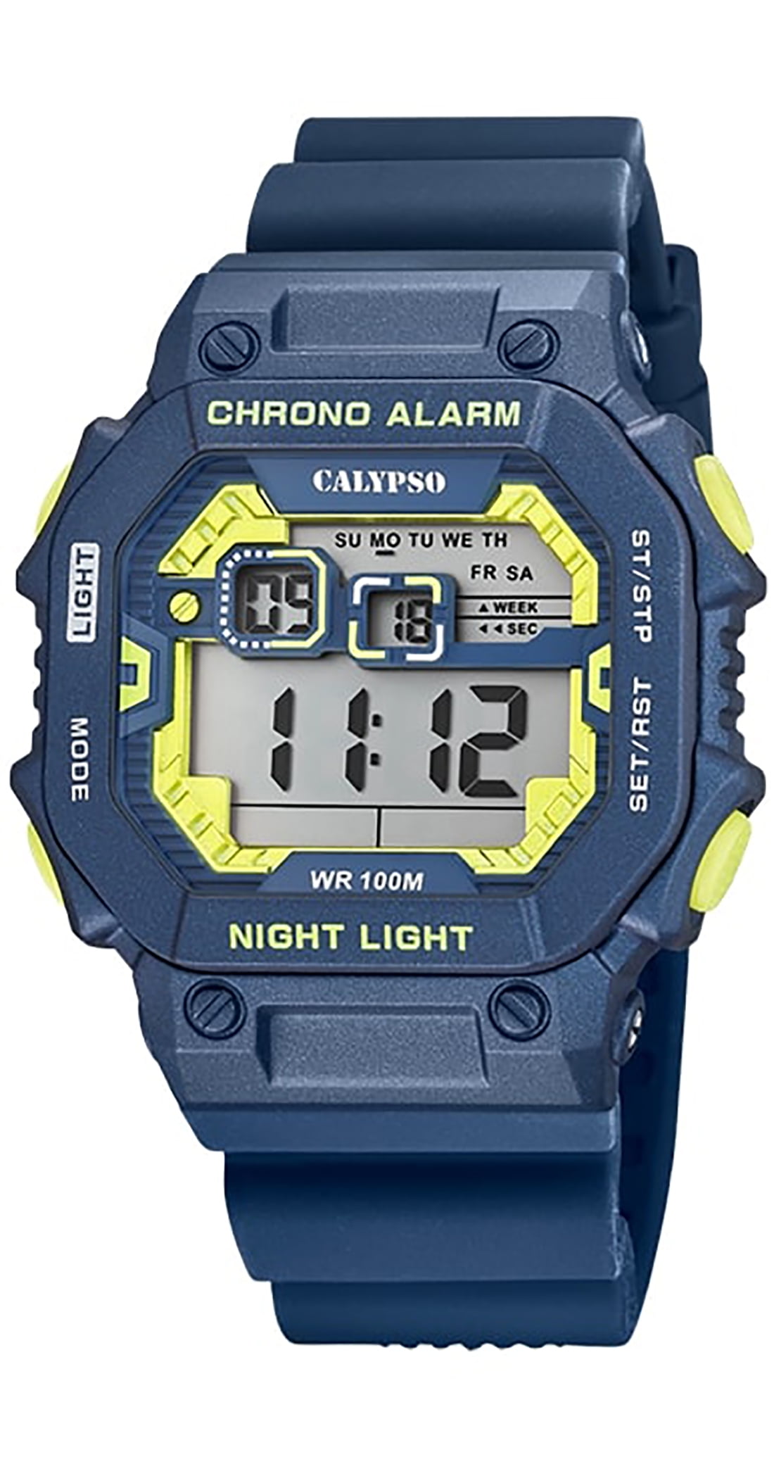 55mm Large Face Rectangle Mens Digital Sports Watch, Quartz, Silicone ...