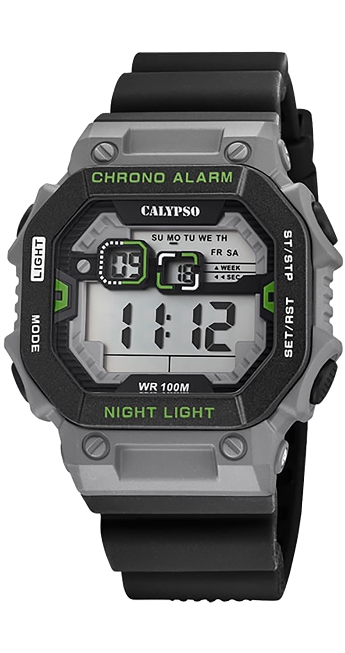 55mm Large Face Rectangle Mens Digital Sports Watch, Quartz, Silicone ...