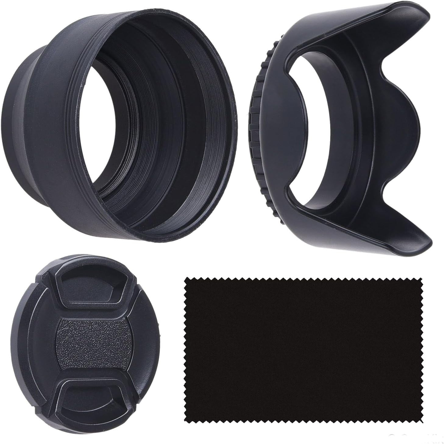 55mm Set of 2 Camera and 1 Lens Cap - Rubber (Collapsible) + Tulip ...