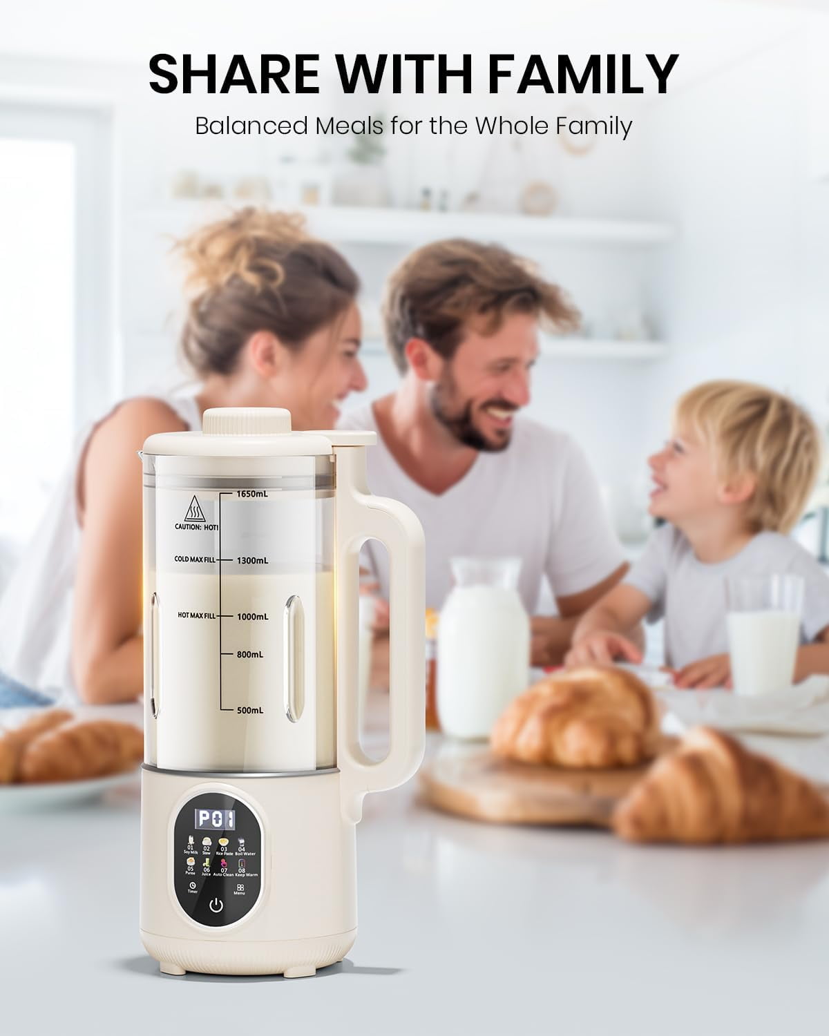 55oz Family Size Nut Milk Maker (5-6 Cups), Soy Milk Maker Machine for ...