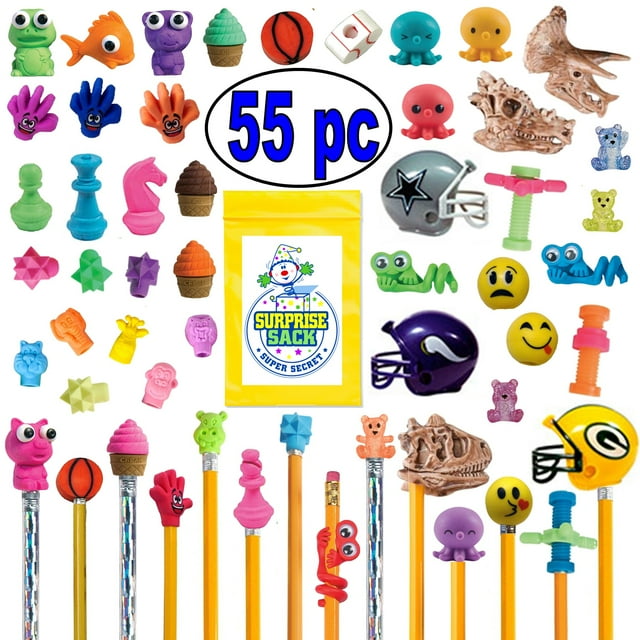 55pc Amazing Pencil Topper Variety Pack (30 Eraser Pencil Toppers and ...
