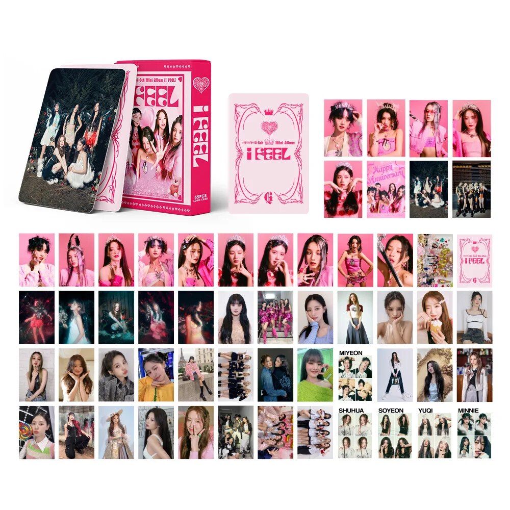 55pcs/Box Kpop GIDLE New album I FEEL photocards I am FREE-TY lomo cards IVE Won Young DARK ...