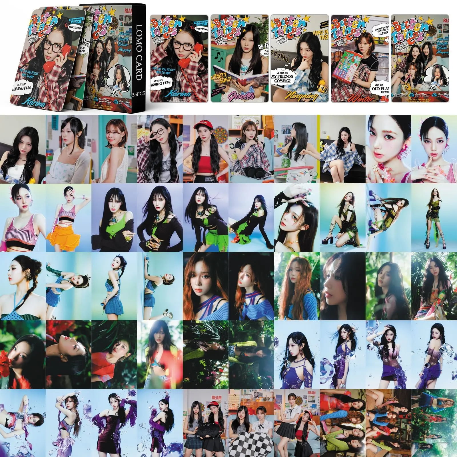 55pcs/Box Kpop star Layover photocards aespa BETTER THINGS lomo cards ...