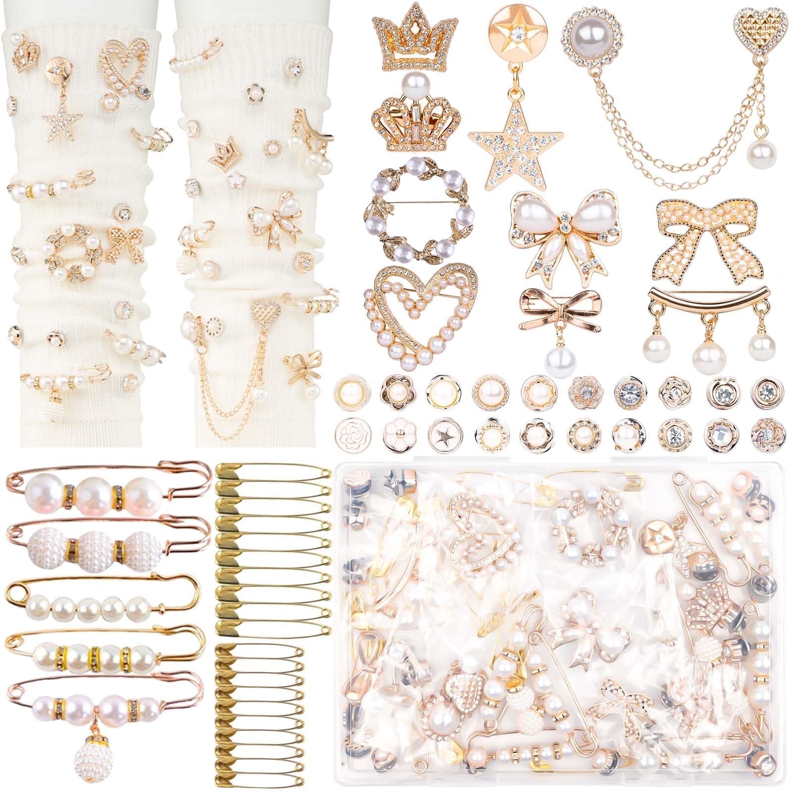 55pcs Charms for Socks Safety Pin Brooch Junk Sock Charms Pins Gold ...