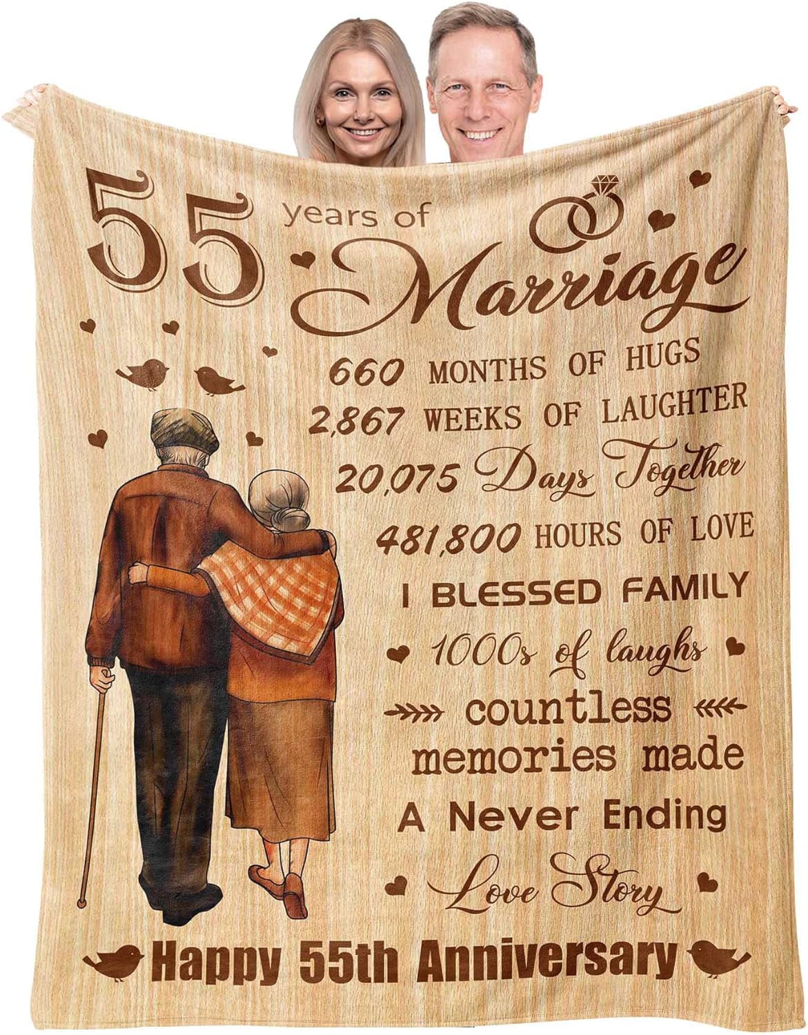 55th Anniversary Wedding Gifts for Couple, 55th Anniversary Blanket ...