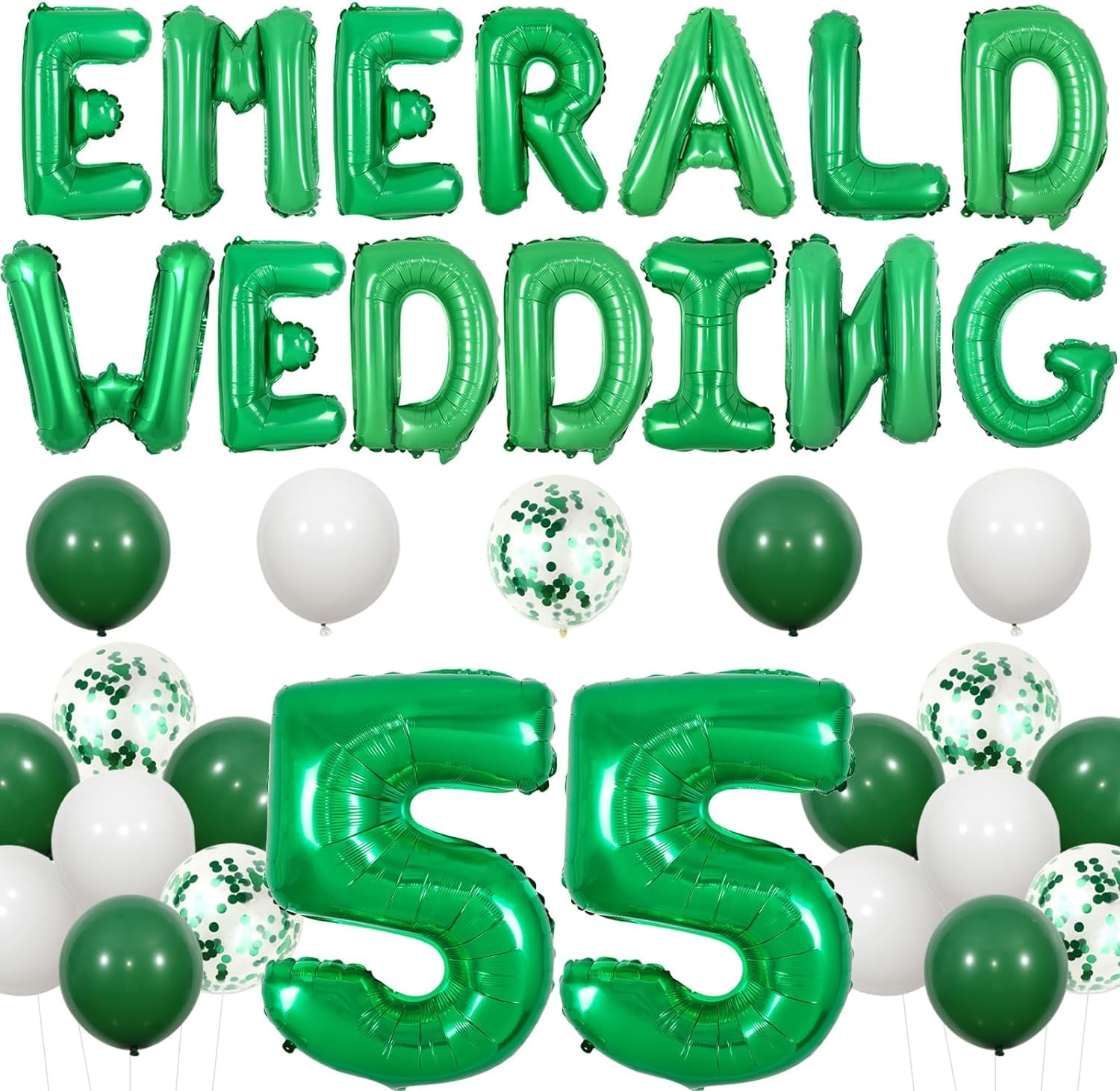 55th Wedding Anniversary Decorations - Emerald Wedding Balloons Banner ...