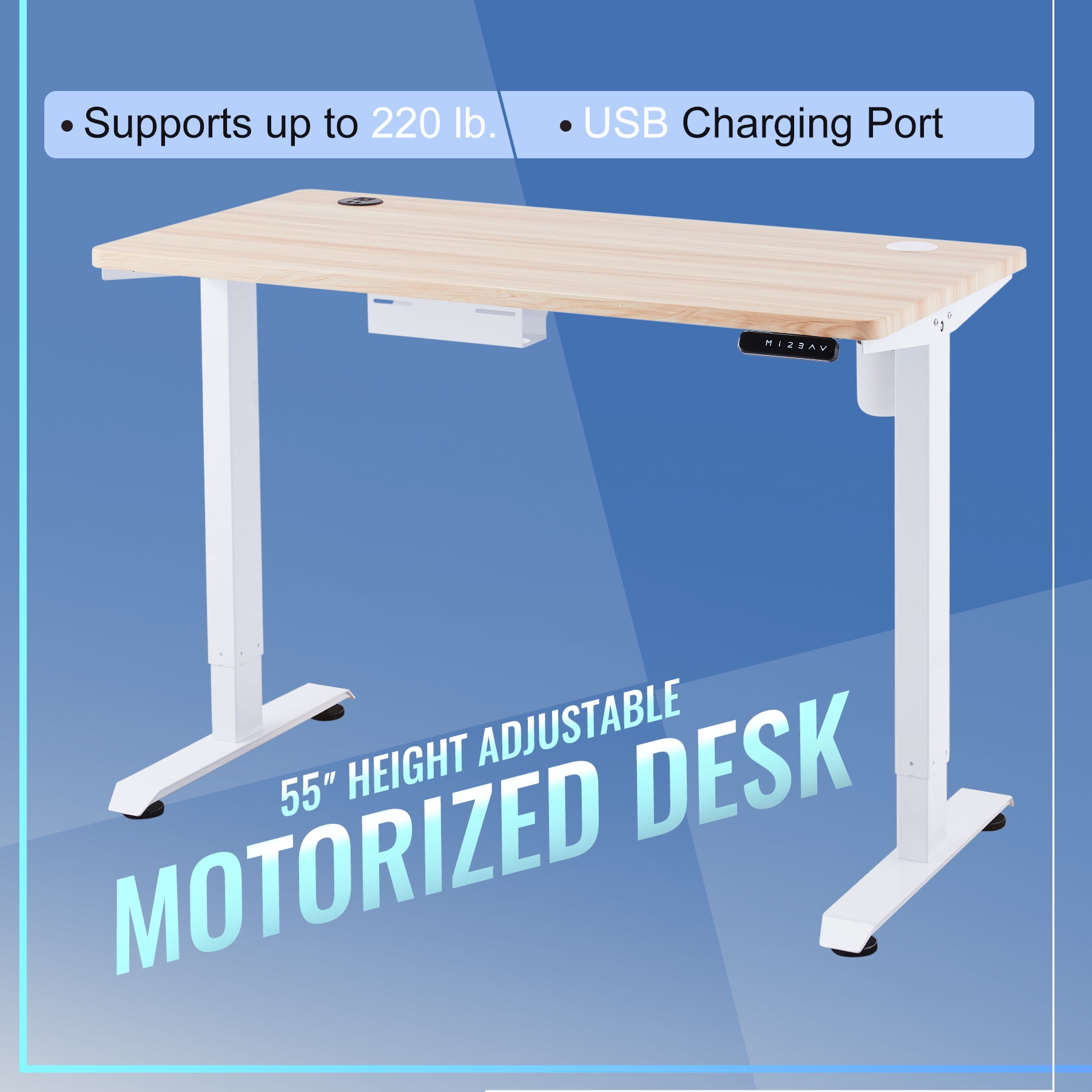 55x27 Sit Stand Gaming Desk with Charging Station for Home Office ...