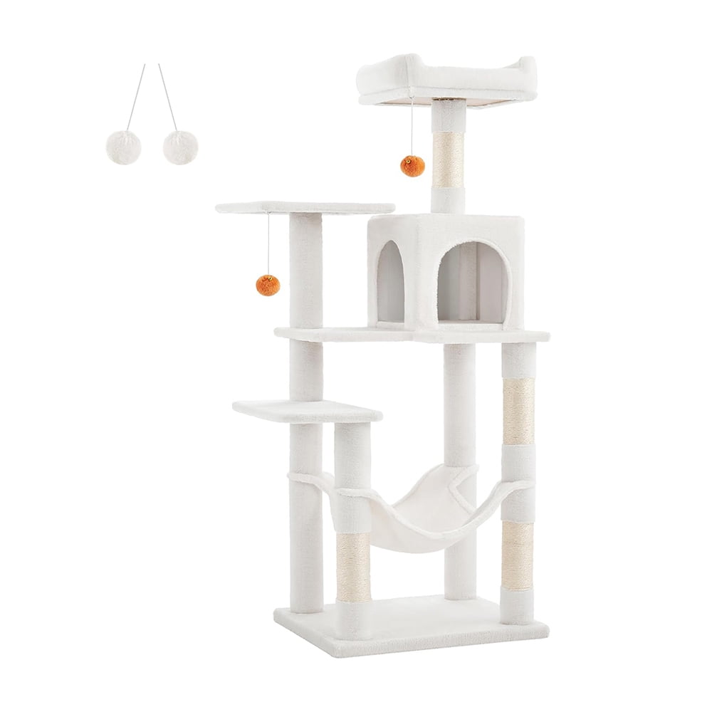 Cat Tree, 56.3-Inch Cat Tower for Indoor Cats, Plush Multi-Level Cat ...