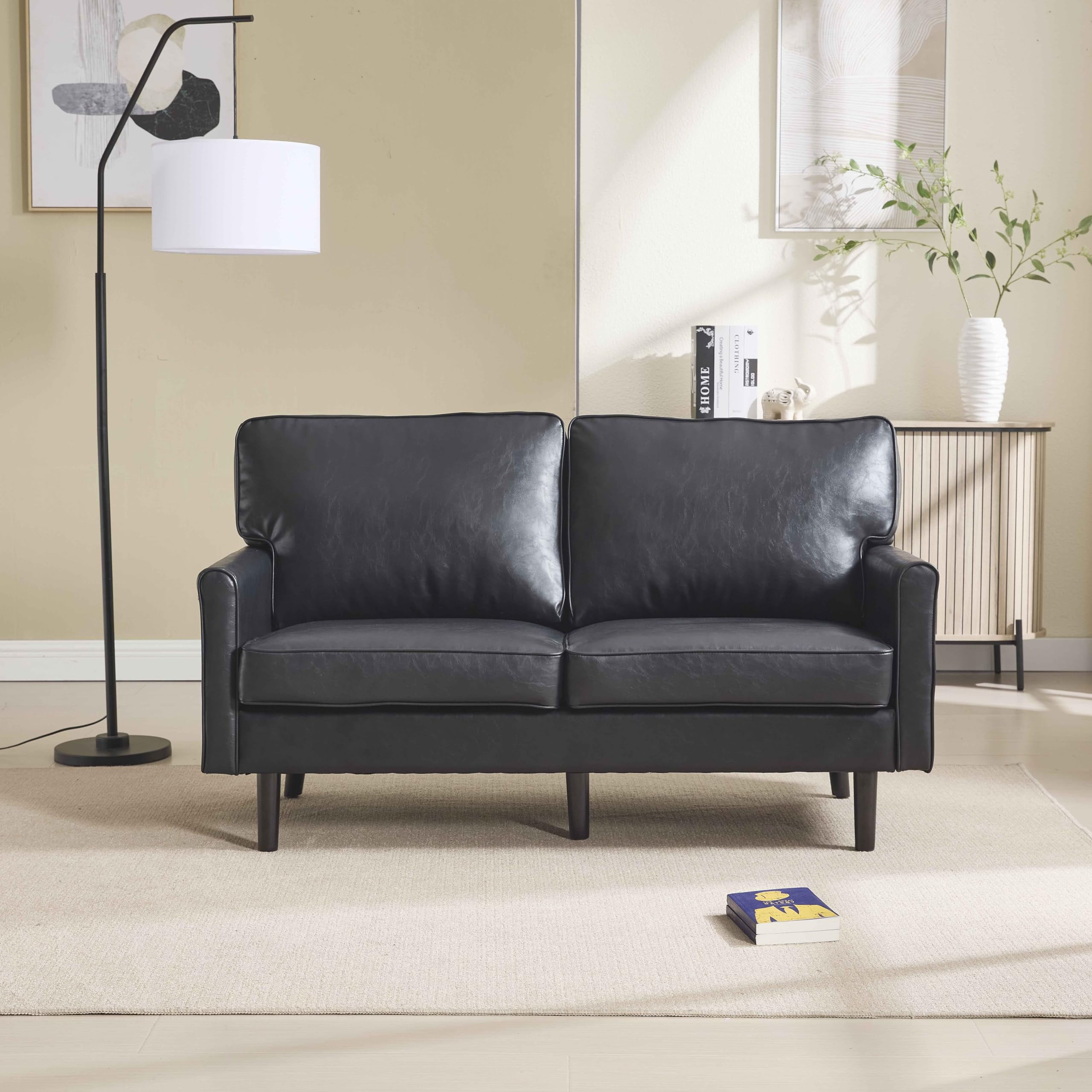56.3'' Loveseat Sofa, Mini Couch with Side Pocket & Charging Port ...