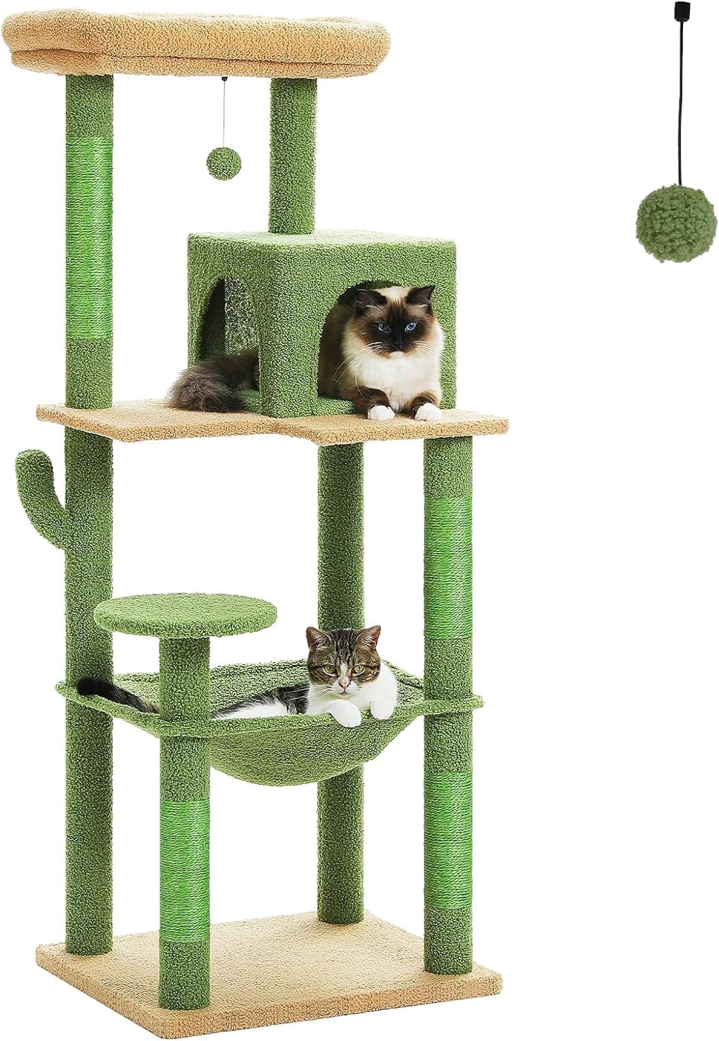 56.3'' Tall Cat Tree for Indoor Cats, Cactus Cat Tower with Super Large ...