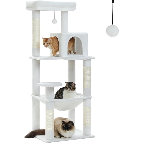 56.3'' Tall Cat Tree for Indoor Large Cats, Multi-Level Cat Tower with ...