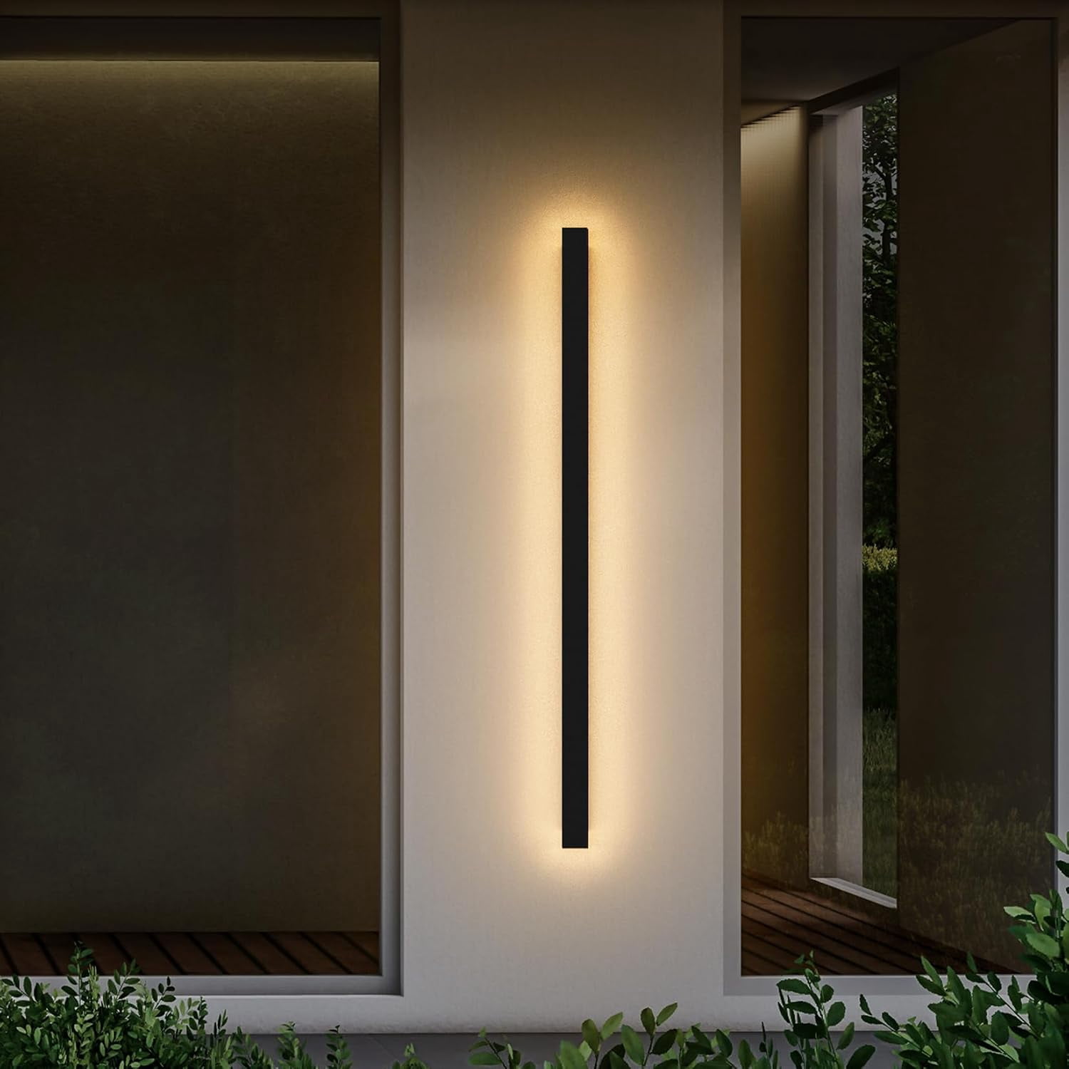 56.3inch Long Outdoor LED Wall Light 45W Black Warm White Porch Light ...