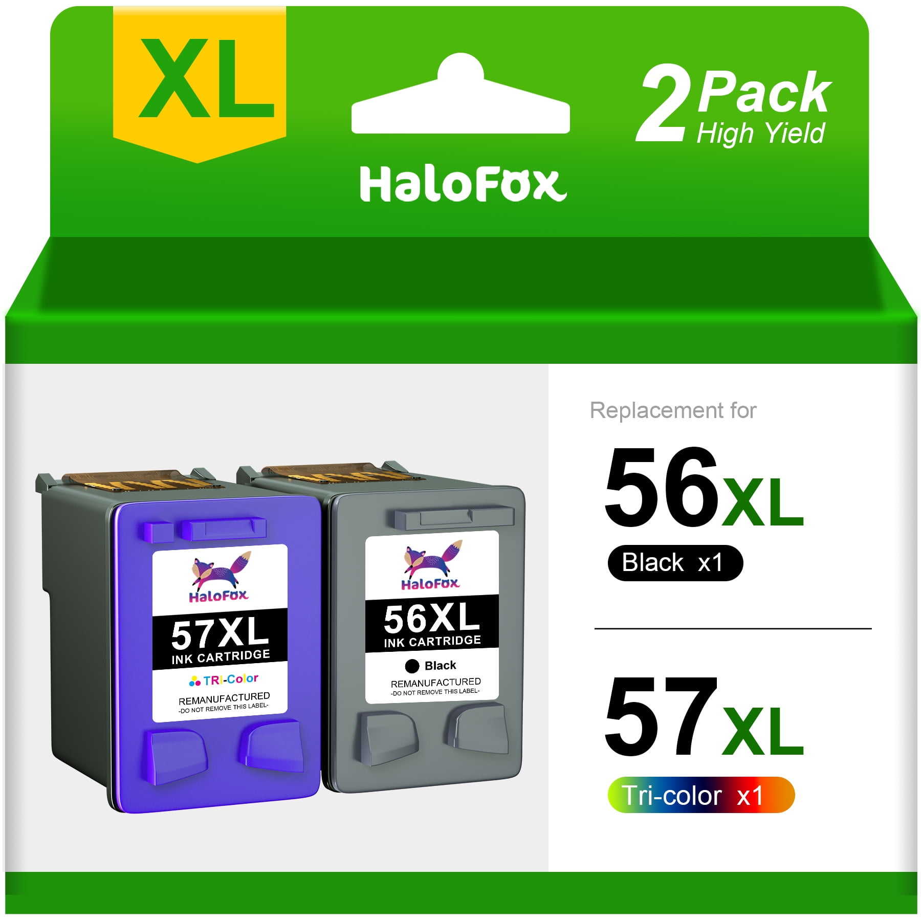 Halofax High Yield HP 56XL 57XL Ink Cartridge Combo for DeskJet ...