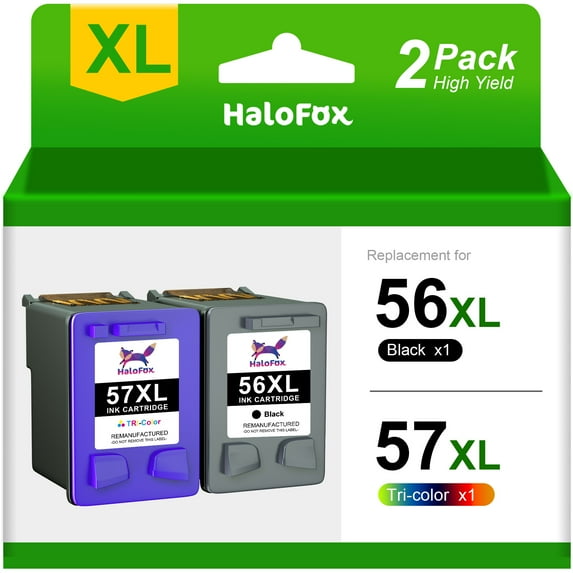 Halofax High Yield HP 56XL 57XL Ink Cartridge Combo for DeskJet ...