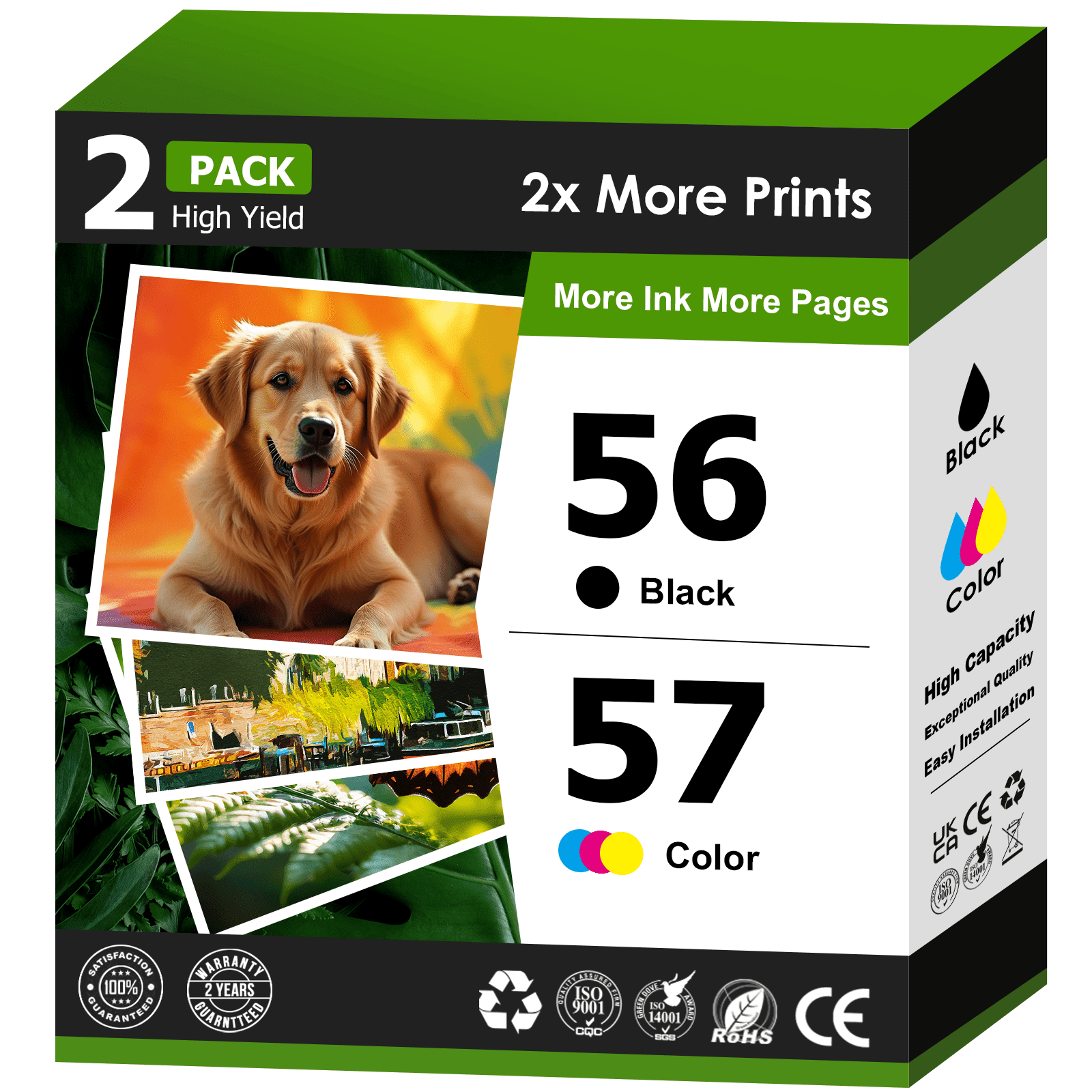 Kingjet Ink Cartridge for HP 56 57, Black and Tri-Color, Compatible ...