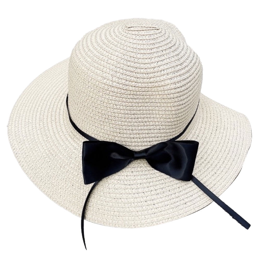 56-58 cm hat circumference female bow straw hat summer big brim sun hat ...