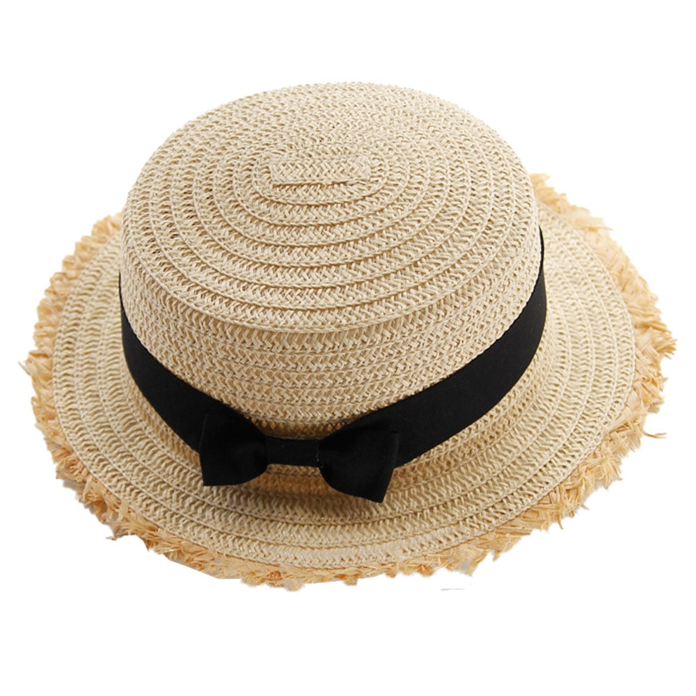 56-58cm hat circumference ladies straw hat sun hat sunscreen outdoor bow flat top hat beach hat ...