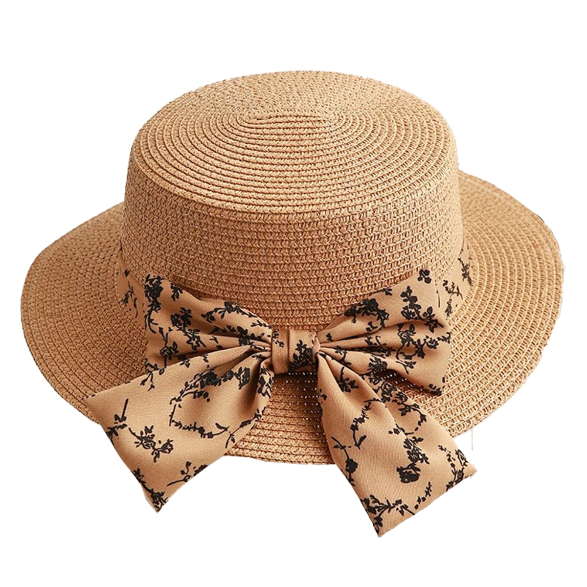 56-58cm hat circumference women's flat top bow straw hat summer small ...
