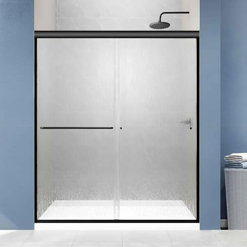 56-60" W x 70" H,Rain Glass Shower Door 1/4" Thick Clear SGCC Tempered ...