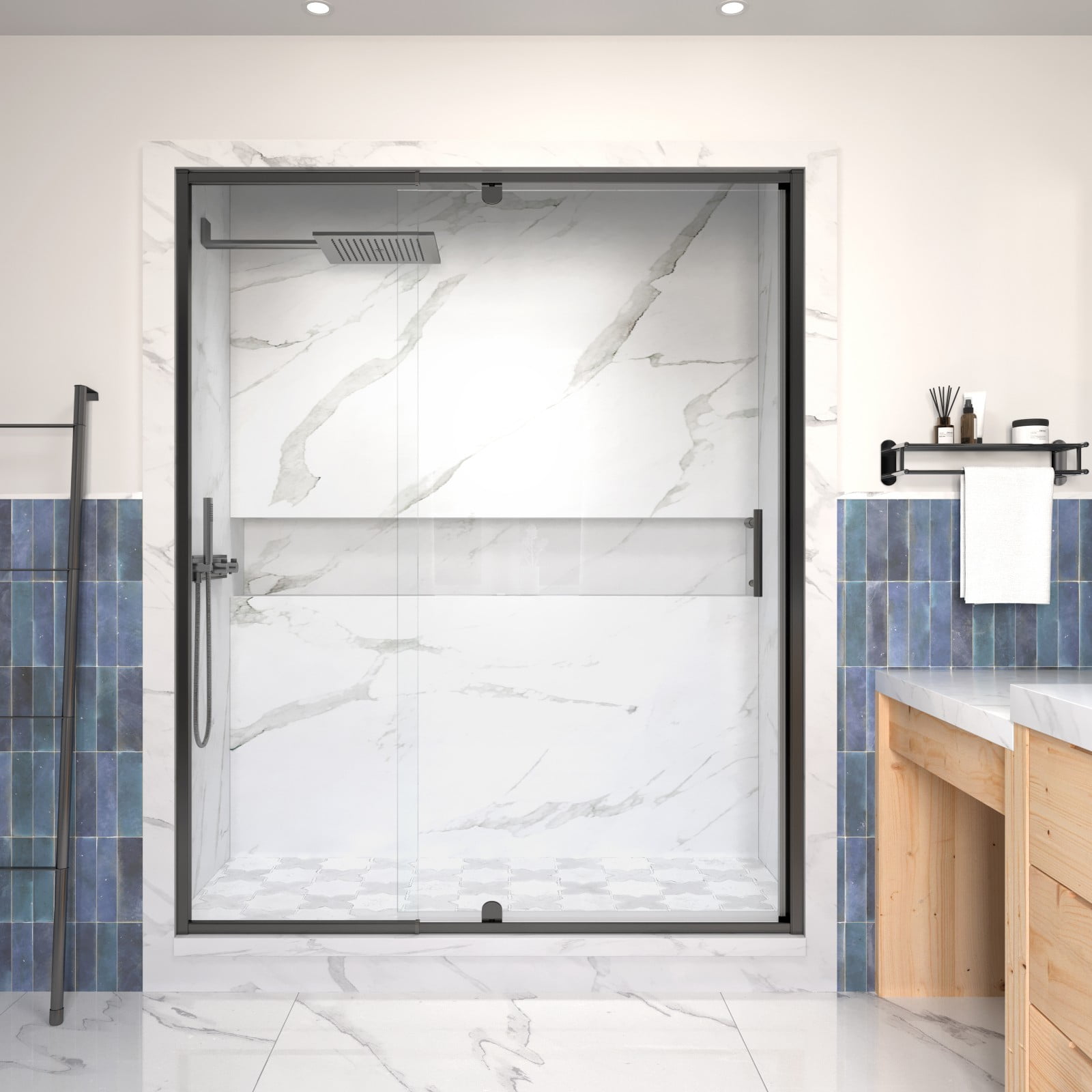 56-60" W x 71" H Pivot Swing Glass Shower Door,Pivot Frame Shower Door with 1/4"(6mm) Clear SGCC ...