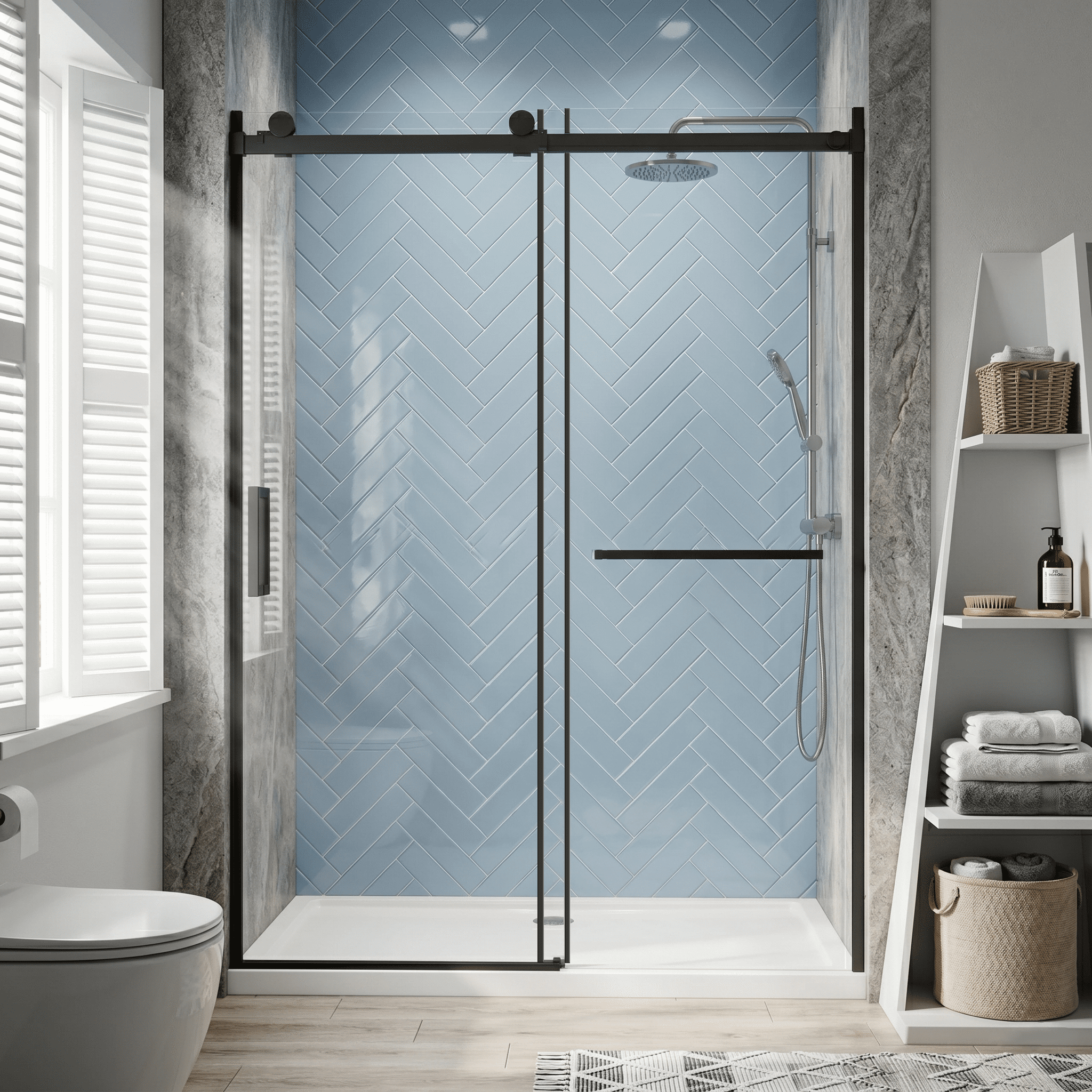 56-60"W x 72"H Frameless Sliding Shower Door, 5/16"(8mm) Tempered Glass ...