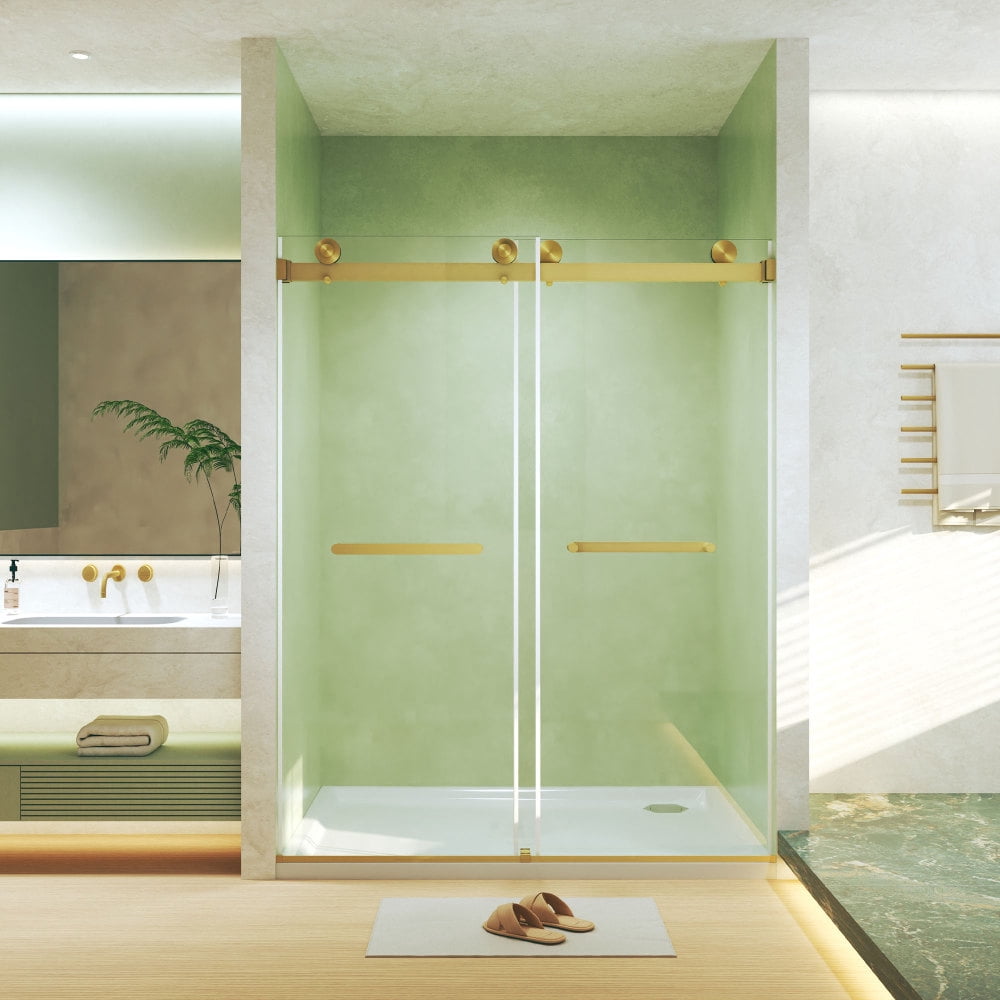 56-60"W x 74"H Frameless Double Sliding Shower Door, 5/16" (8mm ...