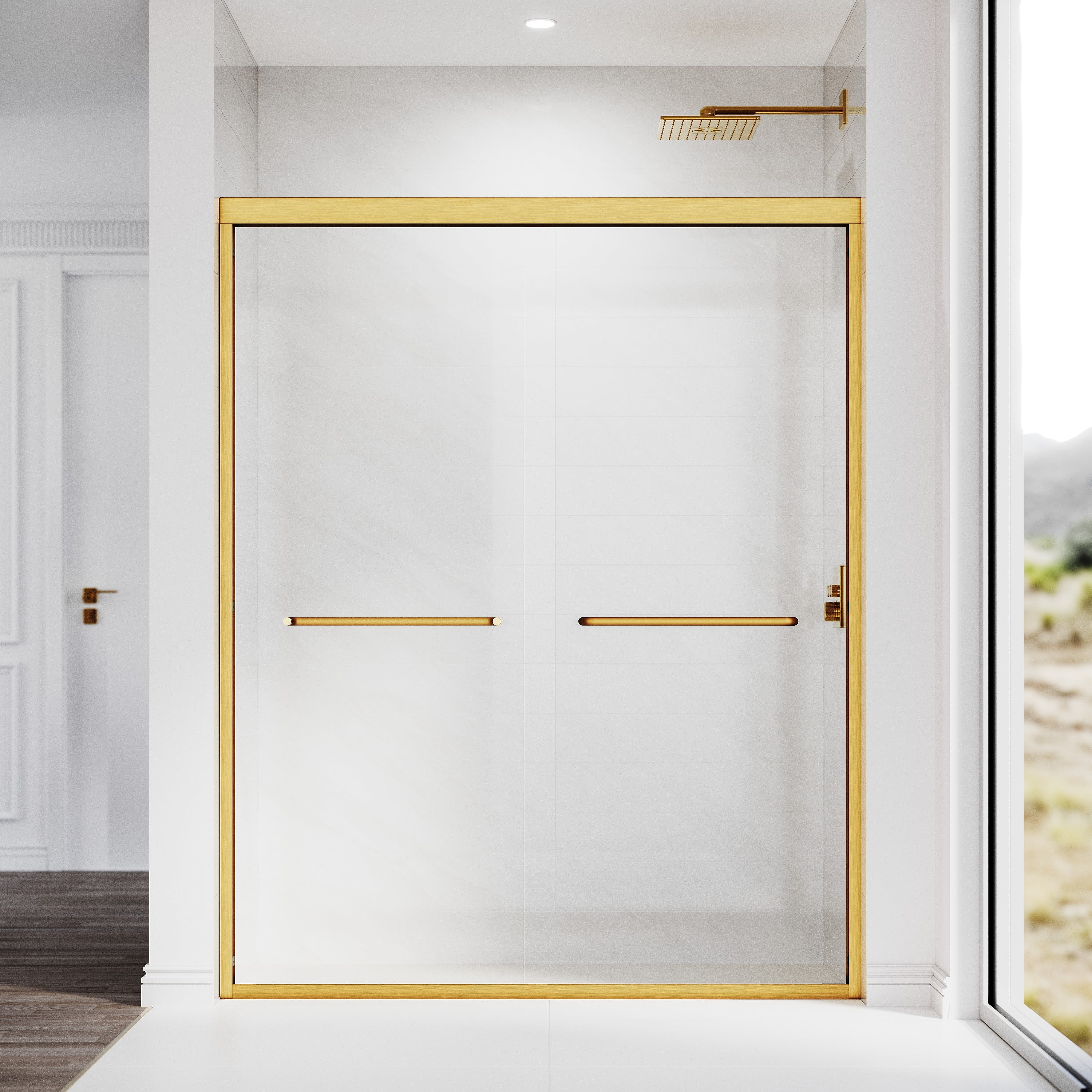 56-60 in.W x 72 in.H Double Sliding Framed Shower Door,Clear Tempered ...