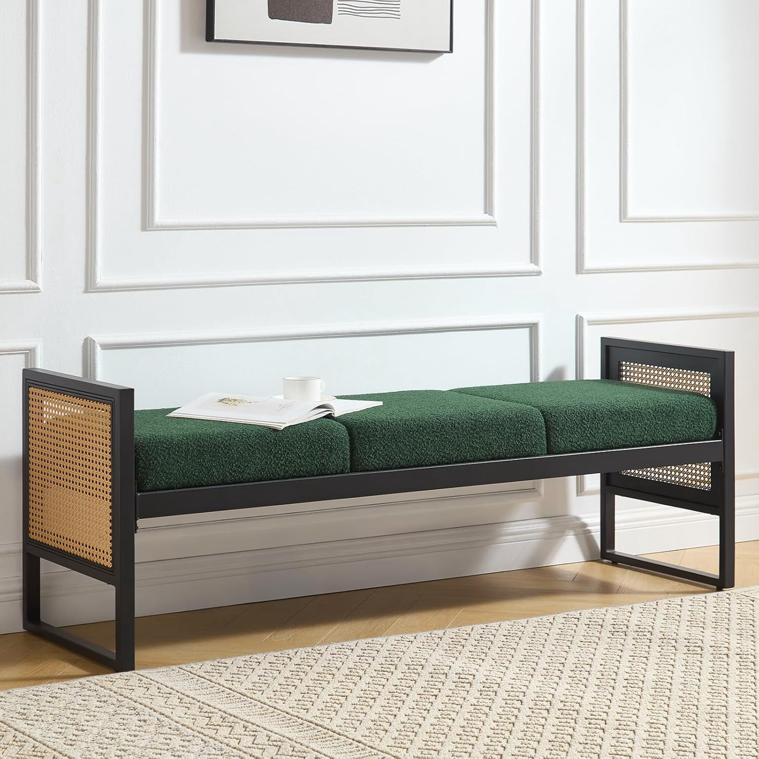 56.69" Upholstered Bench for End of Bed, Modern Upholstered Teddy ...