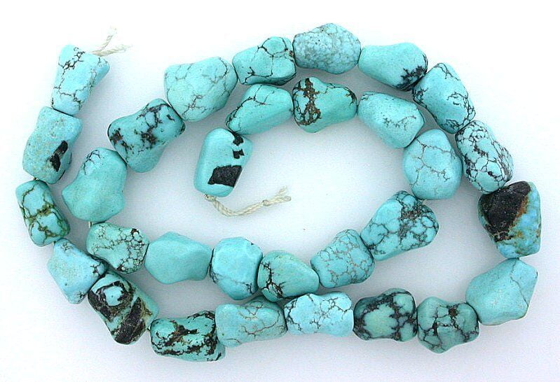 56.9 Gram Blue Turquoise 31 Nugget 15 Inch Strand Gem Gemstone Bead ...