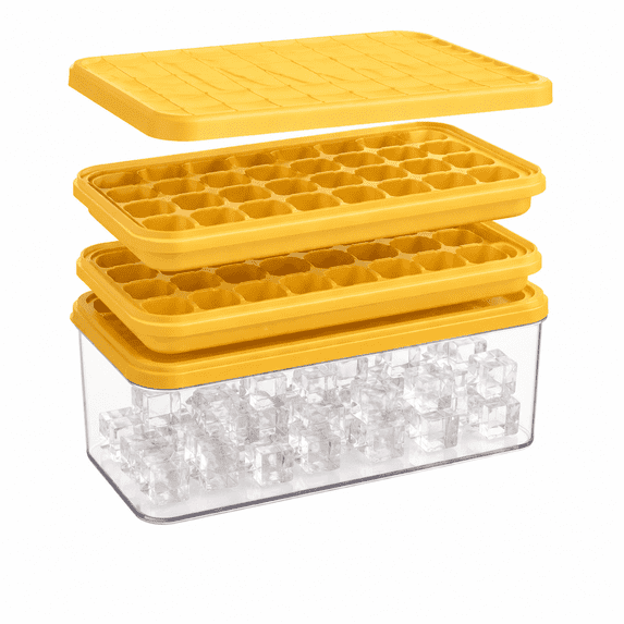 56-Count Ice Cube Tray with Lid & Bin – Stackable Silicone Ice Maker ...