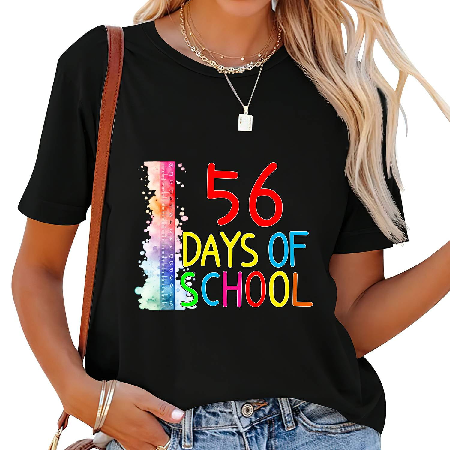 56 Day of School Teacher Back To School Student Graphic Tees for Women ...