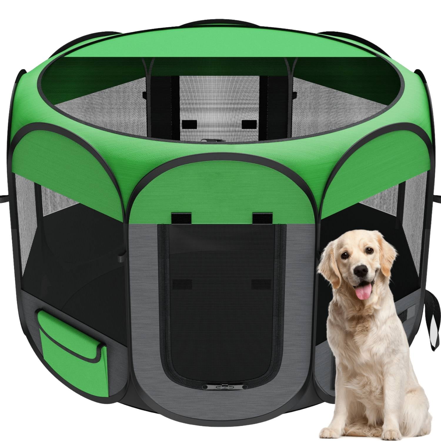 56" Dog Playpen Pop-Up Pet Playpen for Indoor, Extra Large Folding Soft ...