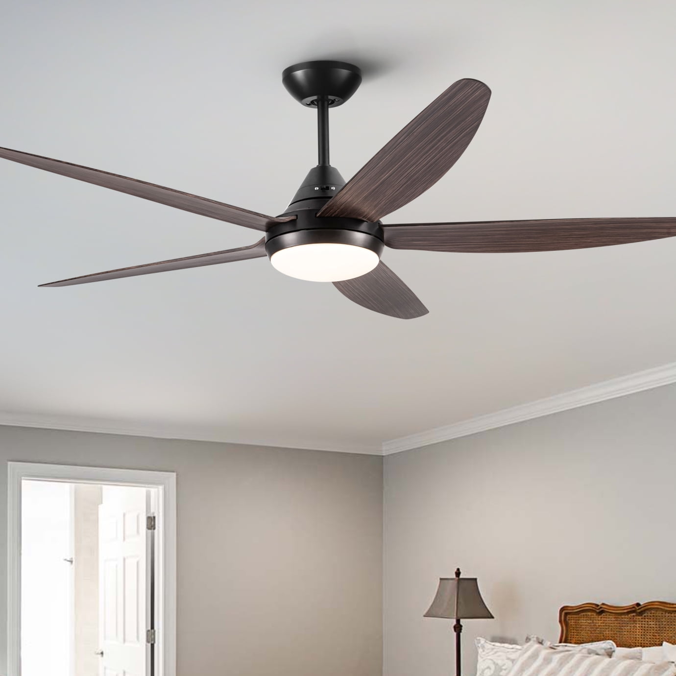 56 In LED Ceiling Fan with Light and Remote Control, Contemporary ...
