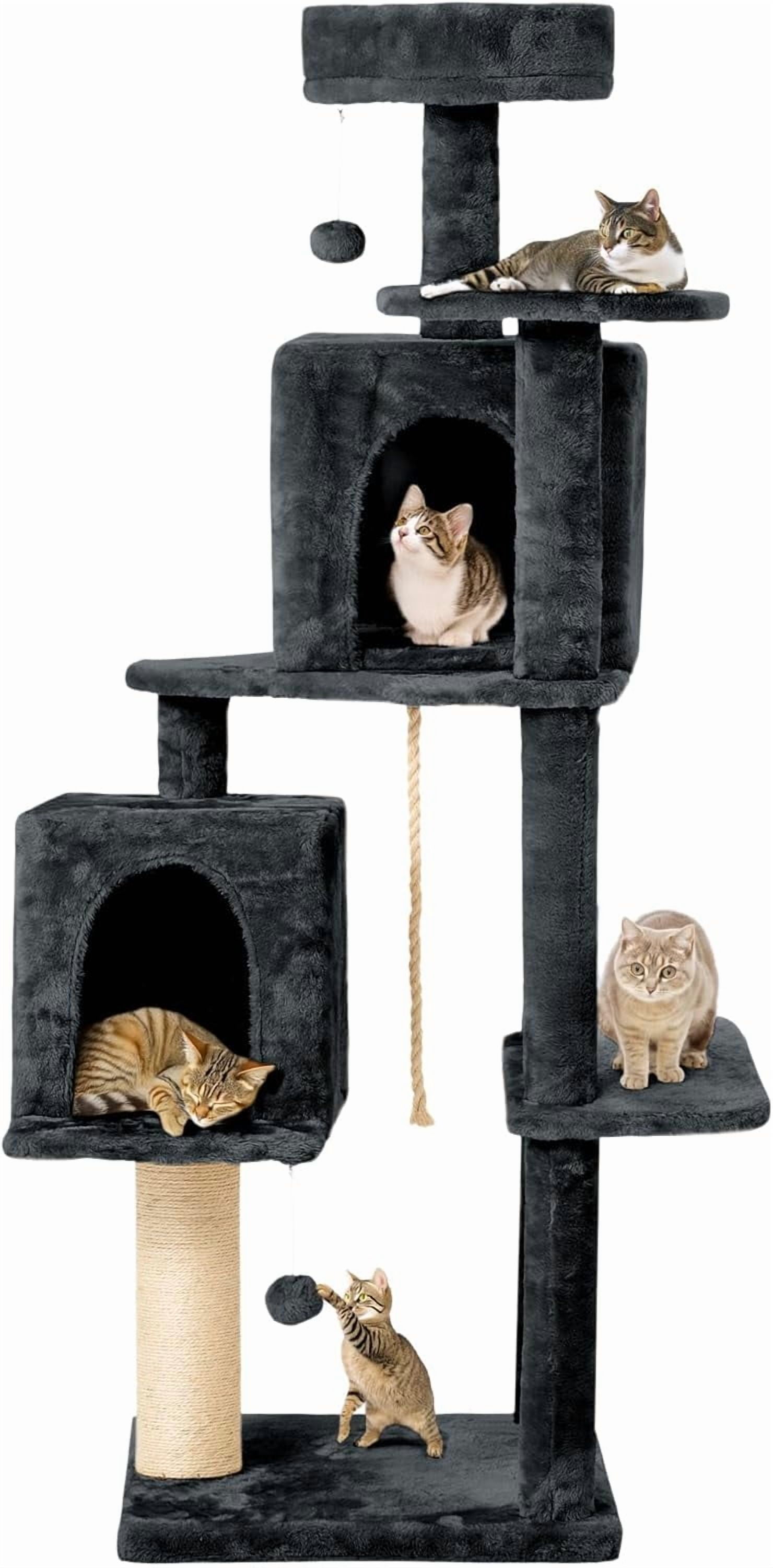 56-Inch Cat Tree for Large Cats, Multi-Level Cat Tower with 2 Condos ...