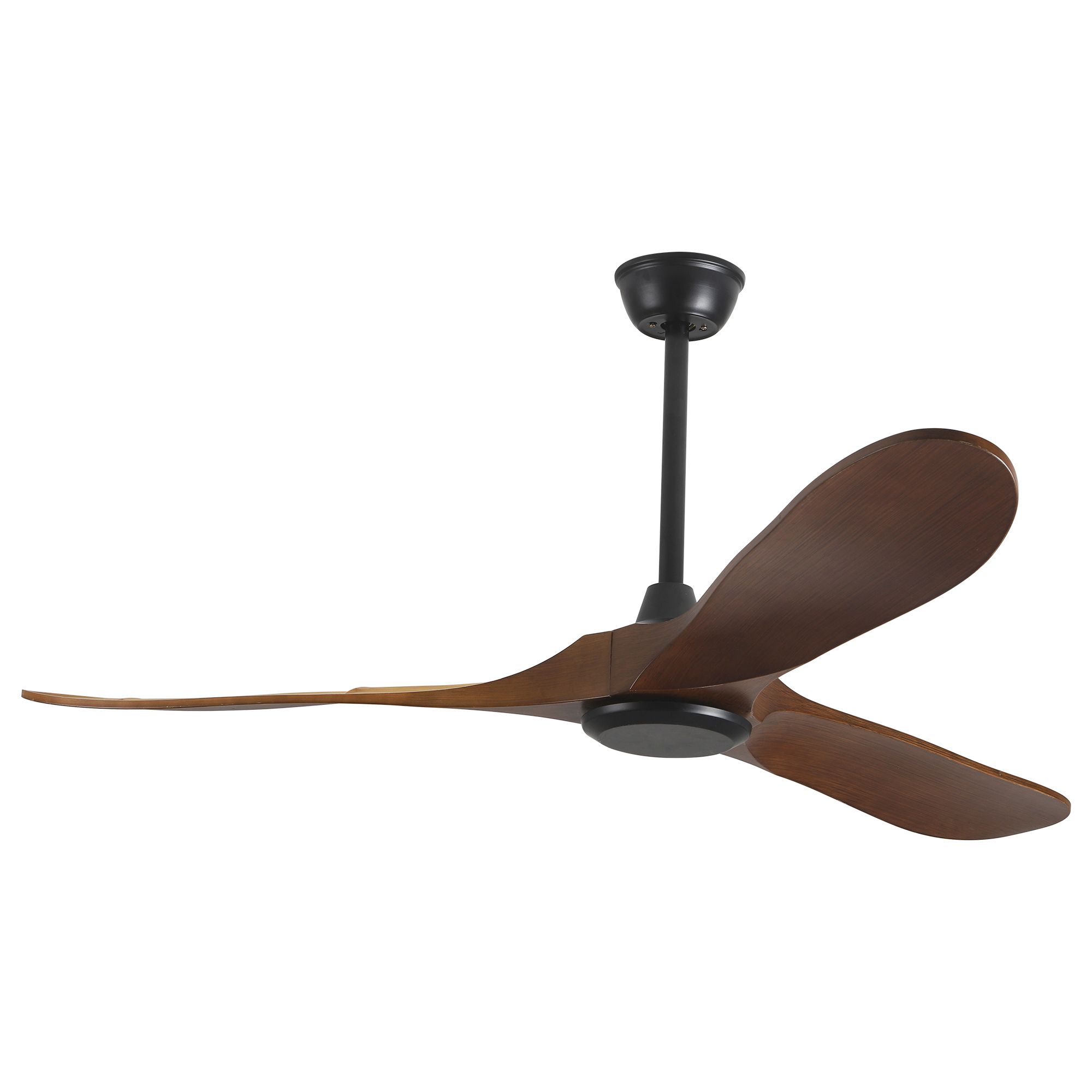 56 Inch Ceiling Fans with Control with 3 Wood Blades and 2 Down-rods ...