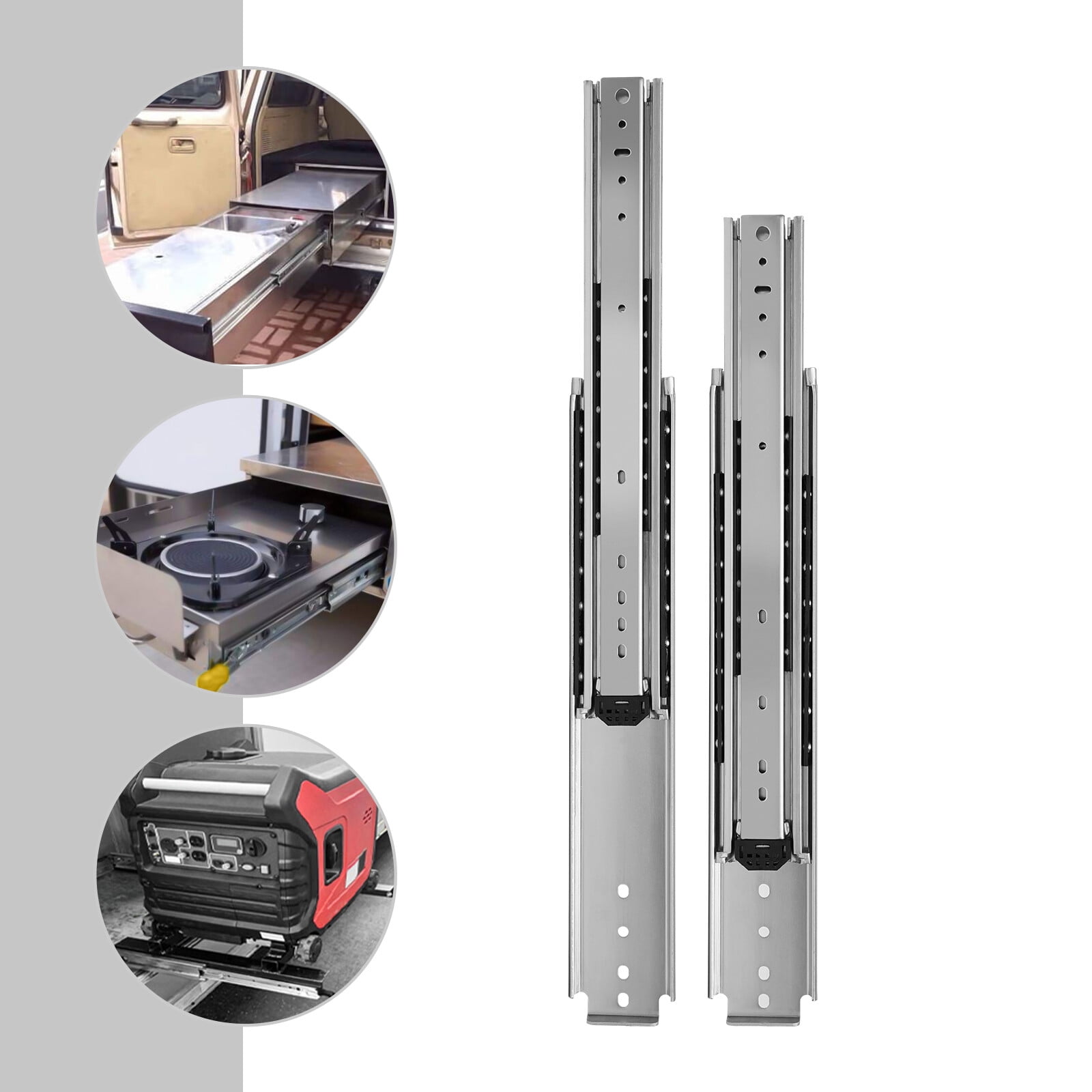56 Inch Heavy-Duty Drawer Slides, 500 lbs Load Capacity, Galvanized 3 ...