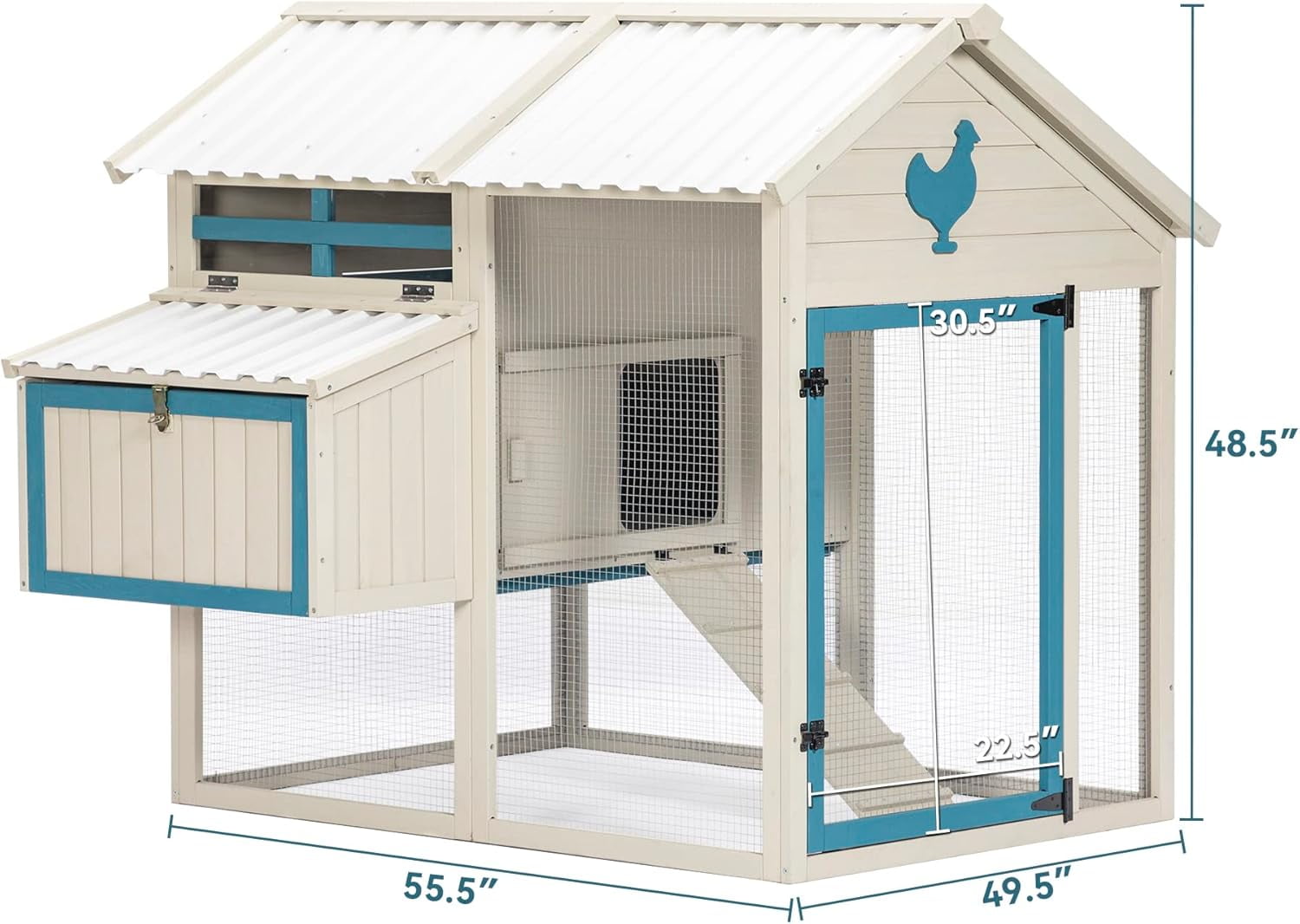 56"L Wooden Chicken Coop for 2-4 Chickens, Durable & Waterproof Outdoor ...