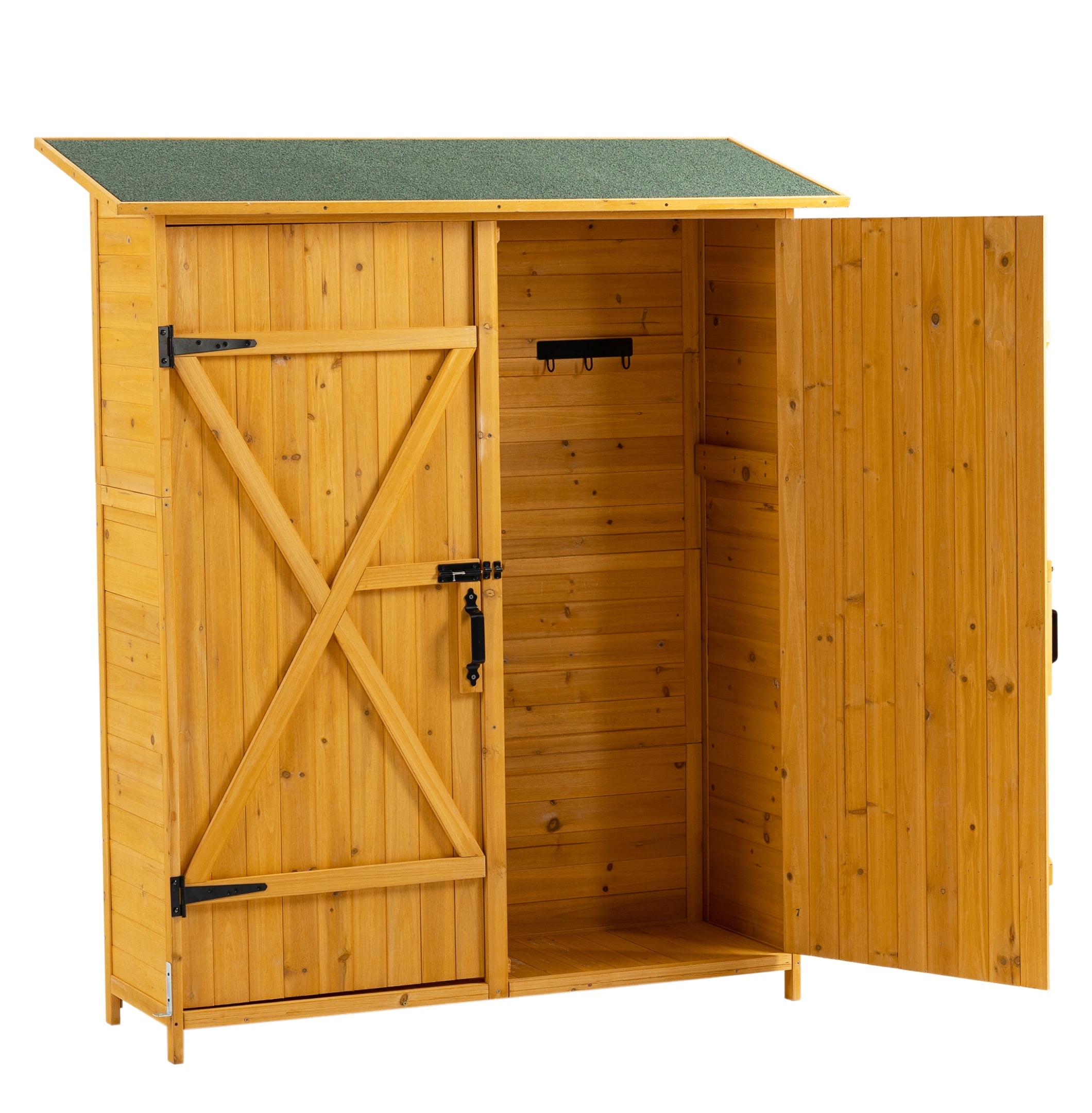 56"L x 19.5"W x 64"H Outdoor Storage Shed with Lockable Door, Wooden ...