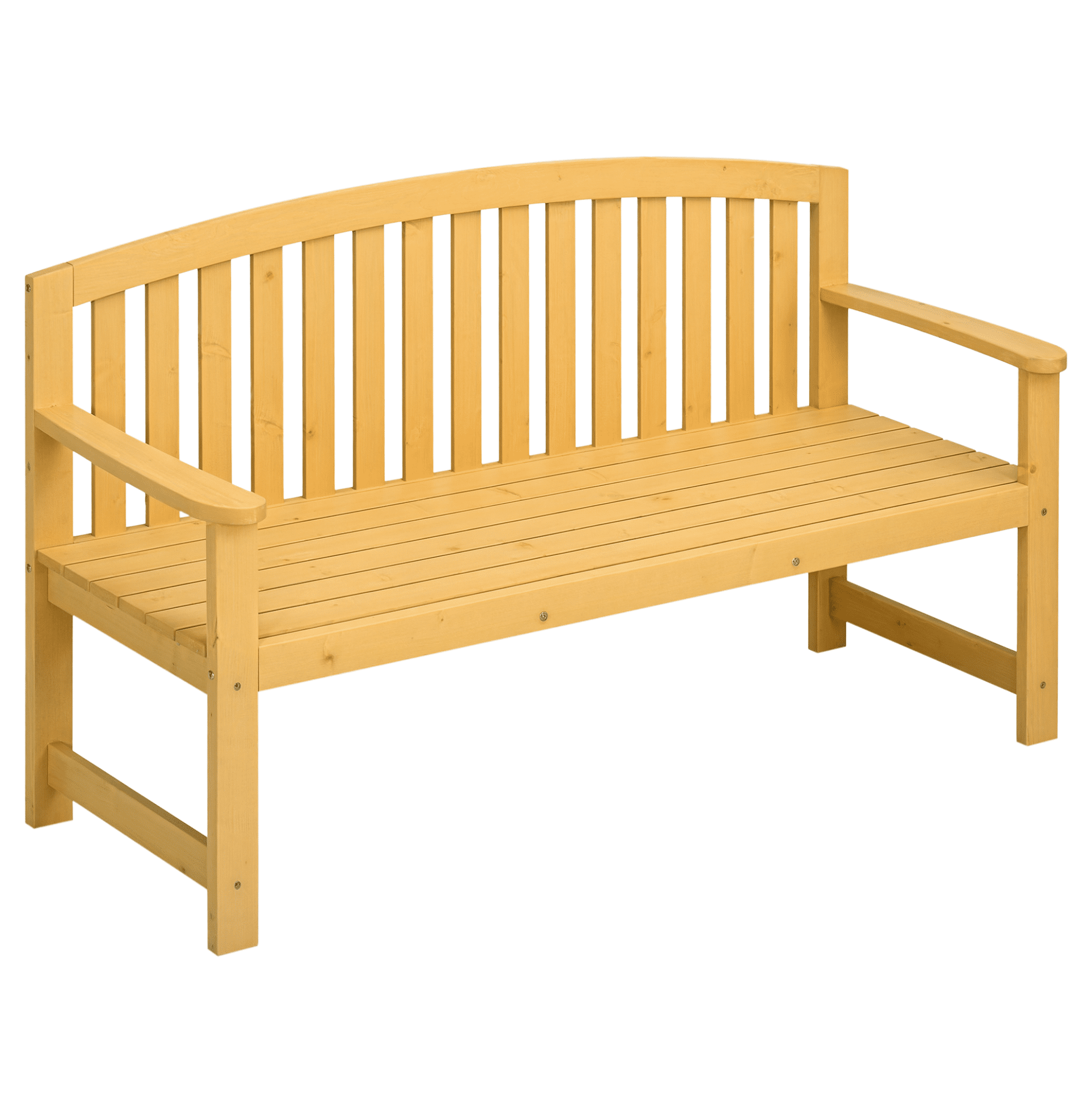 56" Outdoor Wood Bench - 2 Seater Patio Bench with Back & Arms - Garden ...