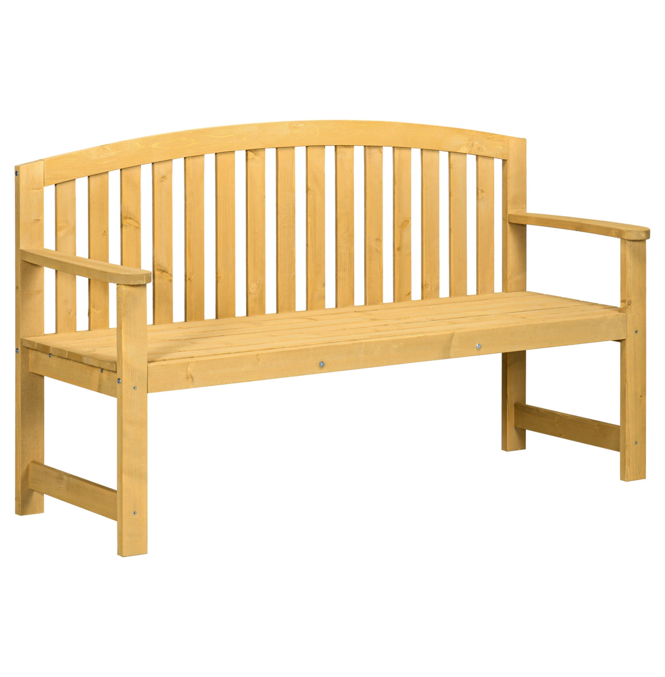 56" Outdoor Wood Bench - 2 Seater Patio Bench with Back & Arms ...