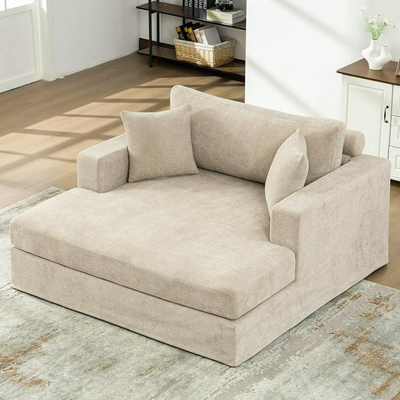 56'' Oversized Chaise Lounge Chair, Comfy Chenille Accent Chair Sofa ...