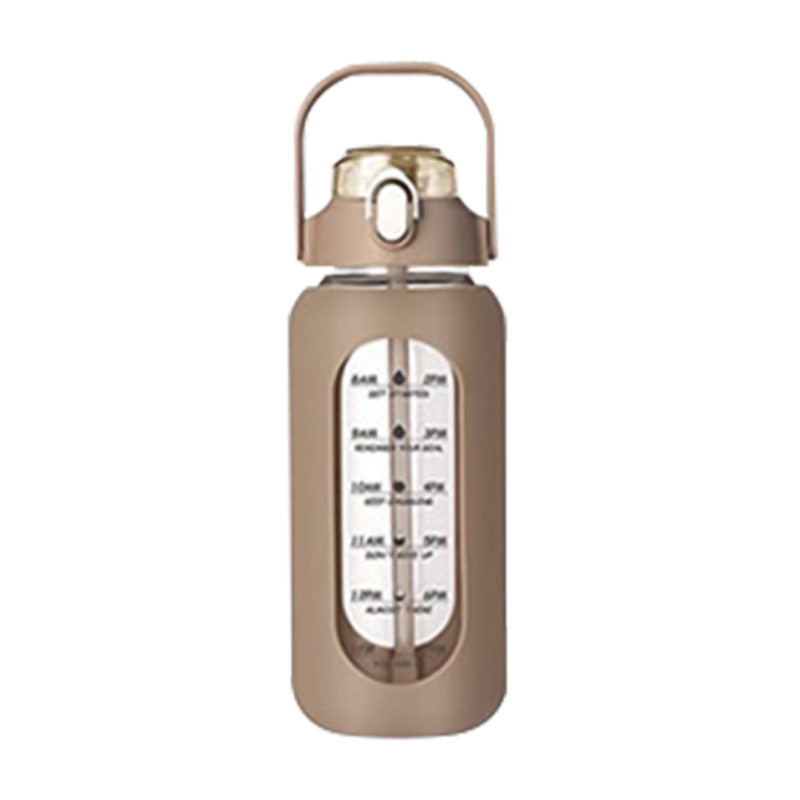 56 Oz Glass Water Bottle with Straw Time Marker BPA-Free Motivational ...