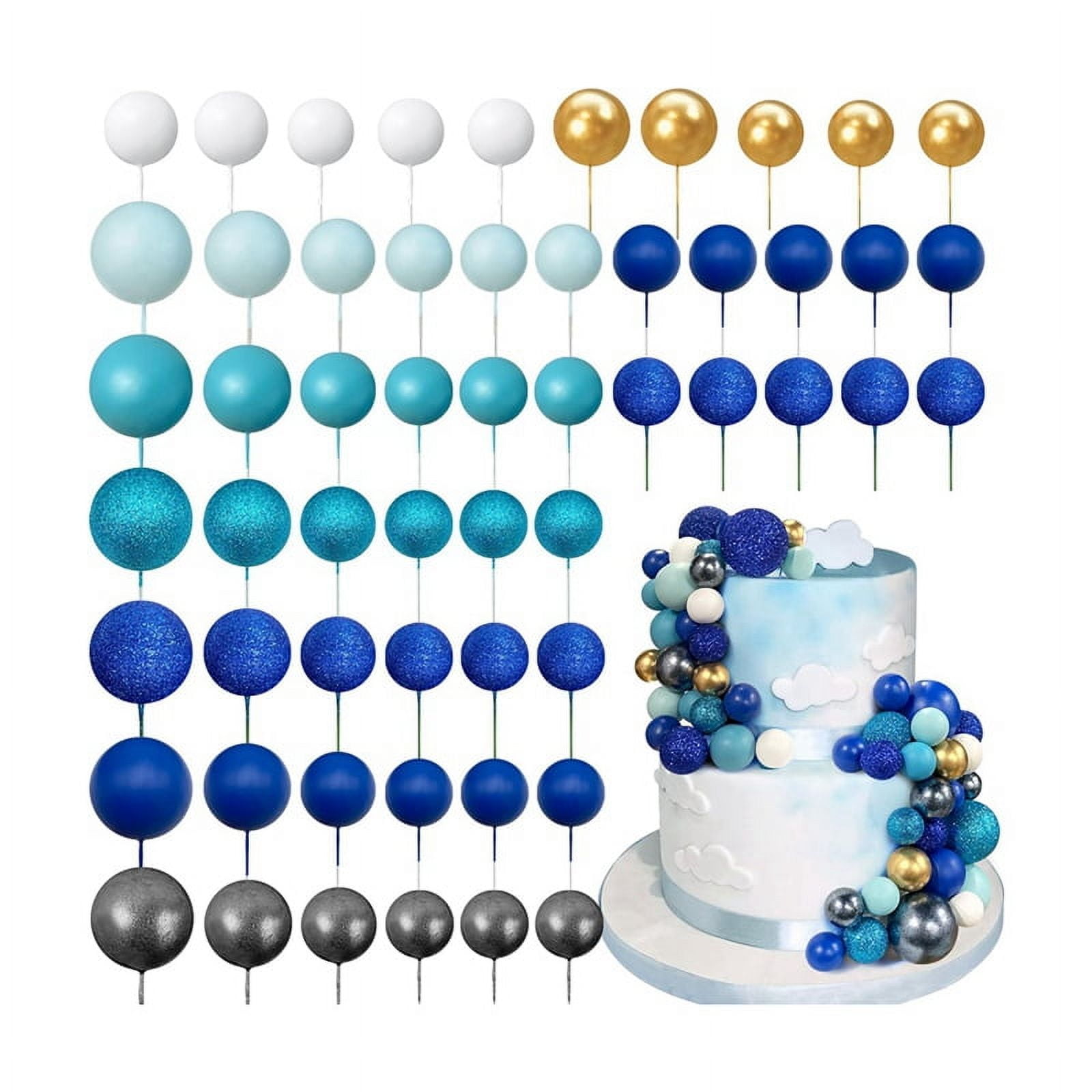 56 PCS Ball Cake Picks Ball Shaped Cake Topper Pearl Balls Cupcake Cake ...