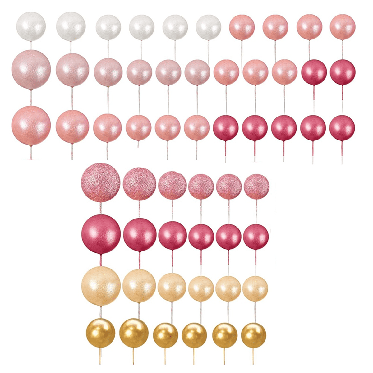 56 PCS Ball Cake Picks Ball Shaped Cake Topper Pearl Balls Cupcake Cake ...