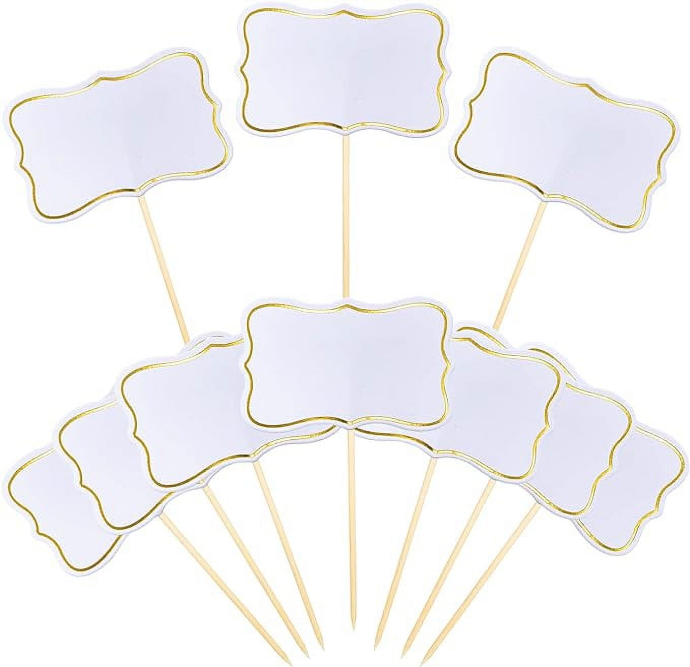 56 PCS White Cheese Markers Cake Topper Toothpick Cupcake Toppers for ...