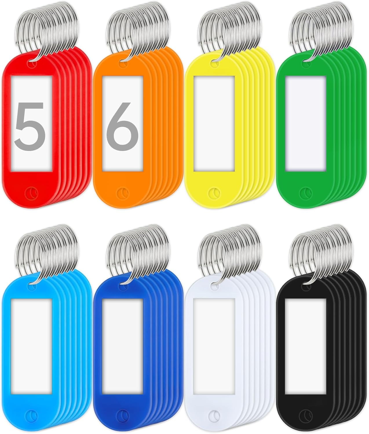 56 Pack Plastic Key Tags, Colorful Key Labels with Label Window Split ...
