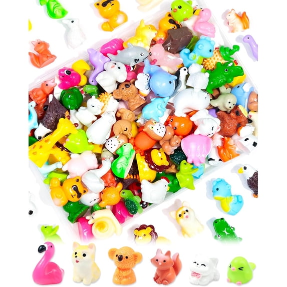 56 Pcs 56 Styles Mini Resin Animal Figurines Bulk, Assorted Tiny Little ...