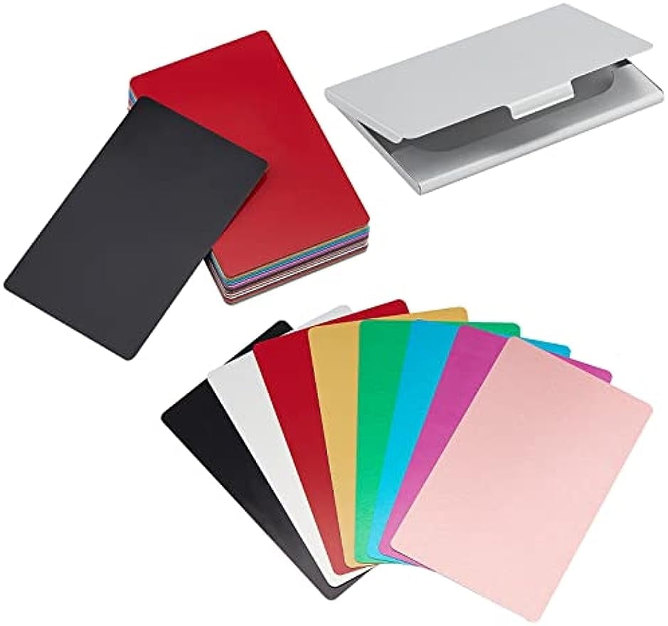 56Pcs 8 Colors Metal Business Cards with Case 3.4x2.1 Aluminum Blanks ...